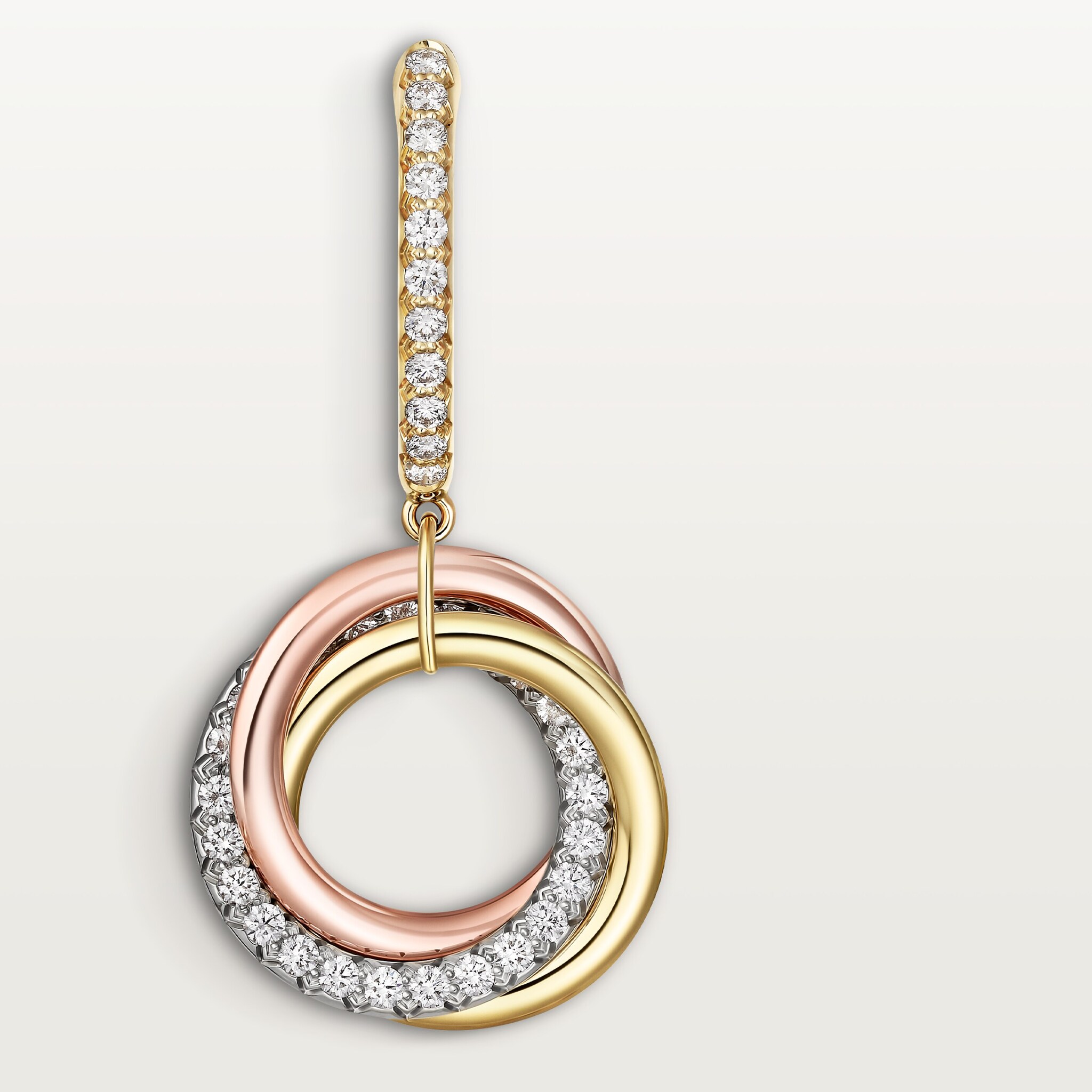 Trinity earrings, half-paved