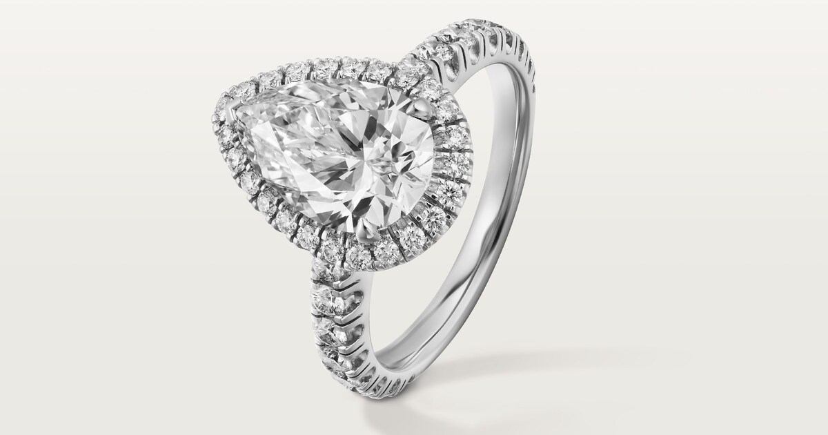 Cartier Destinée solitaire, pear-shaped diamond, paved - Cartier ...