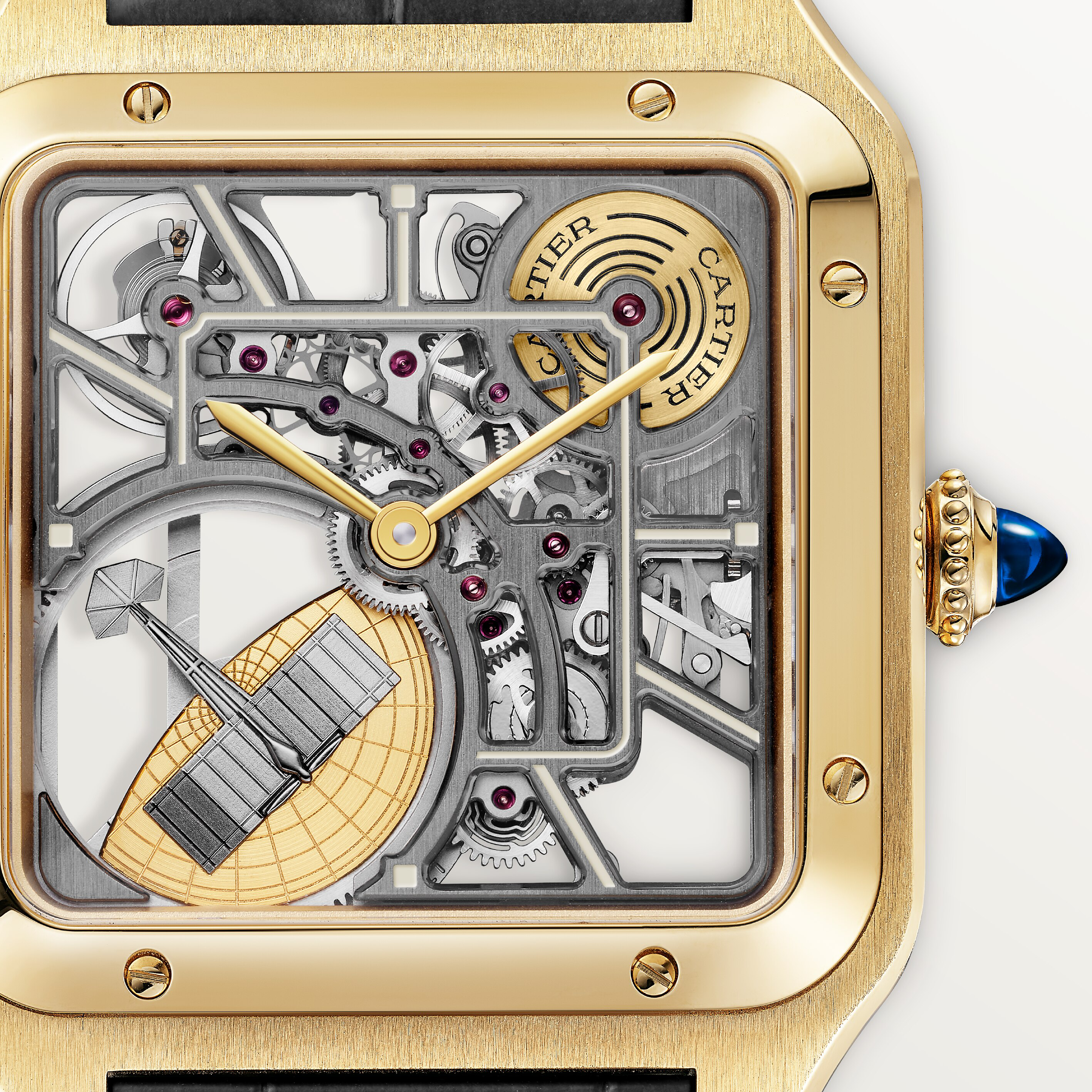 Santos-Dumont skeleton watch equipped with a micro-rotor