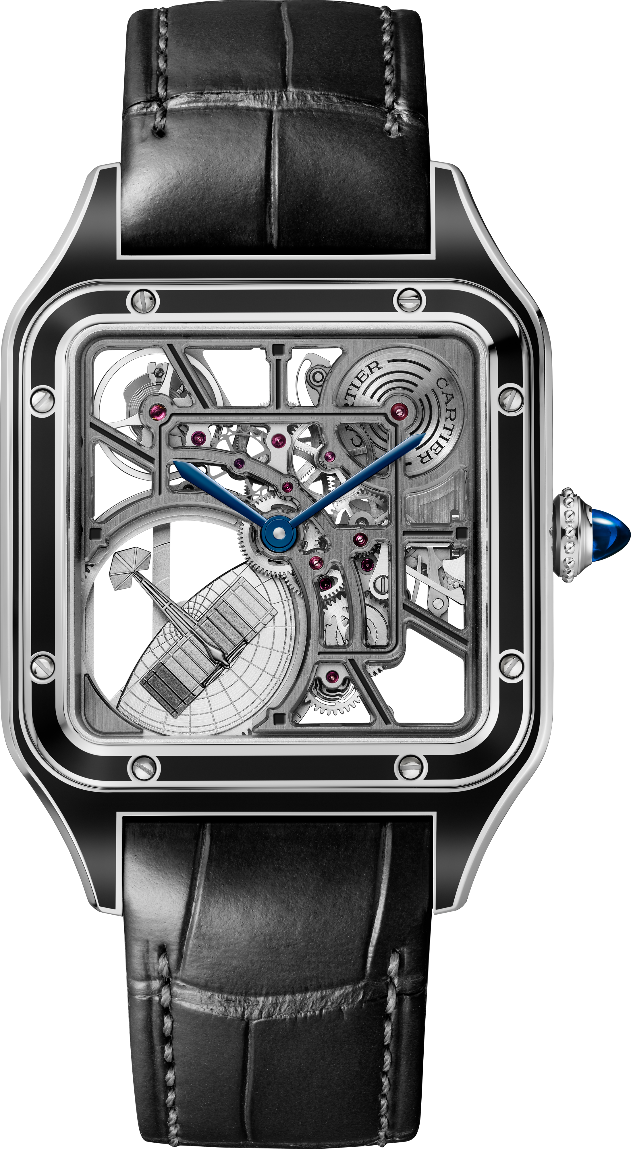 Santos-Dumont skeleton watch equipped with a micro-rotor