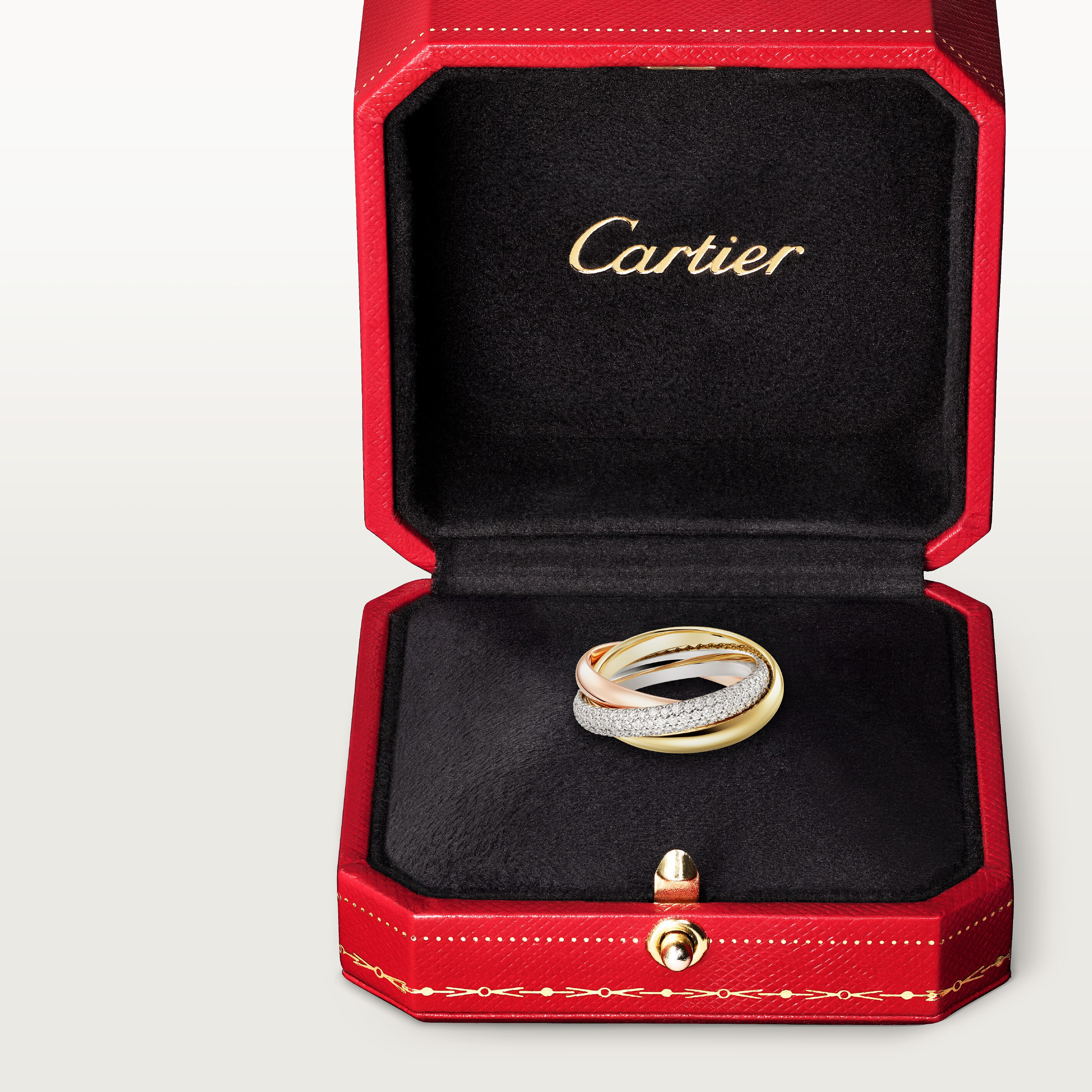 Trinity ring, classic model, half-paved