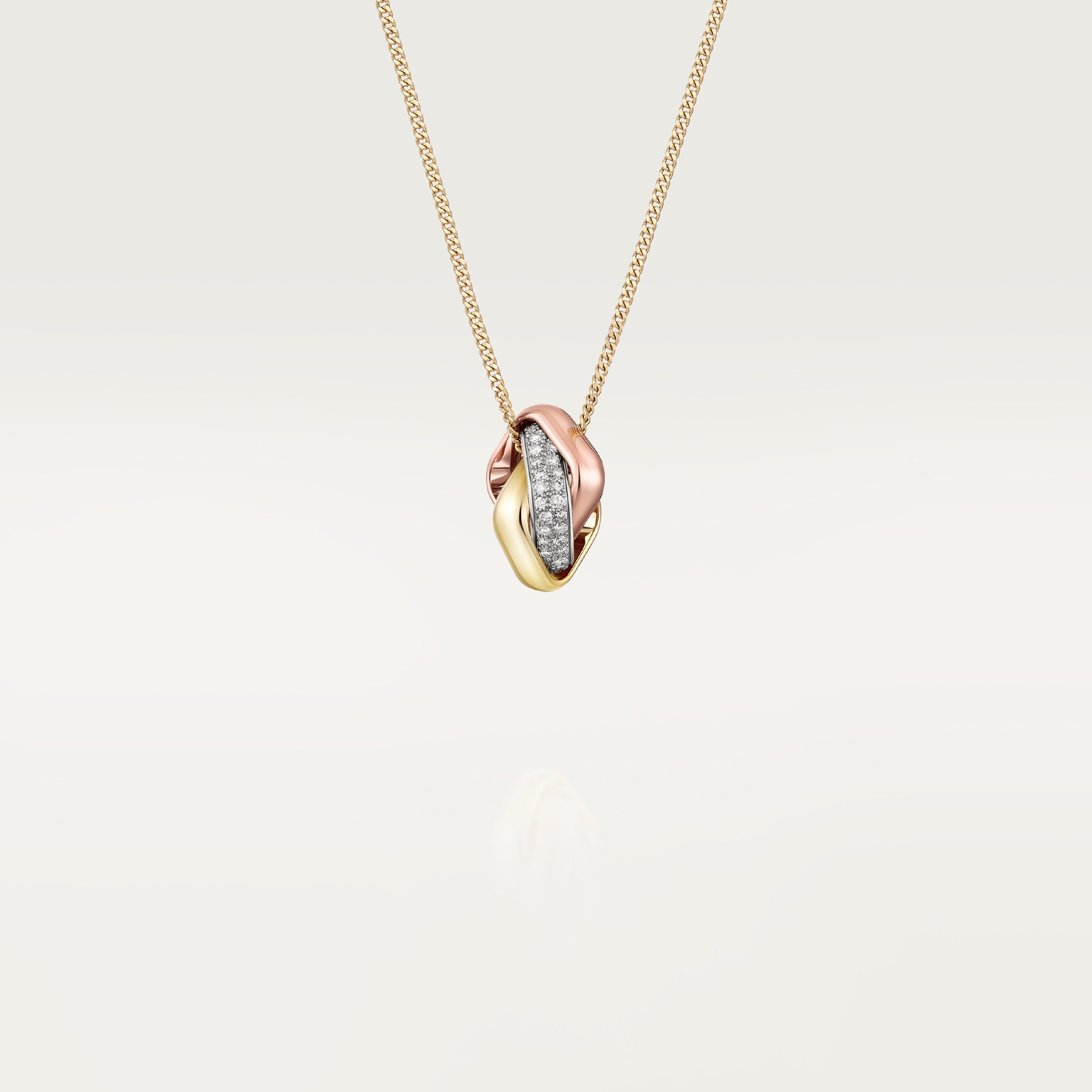 Trinity pendant, cushion-shaped, half-paved