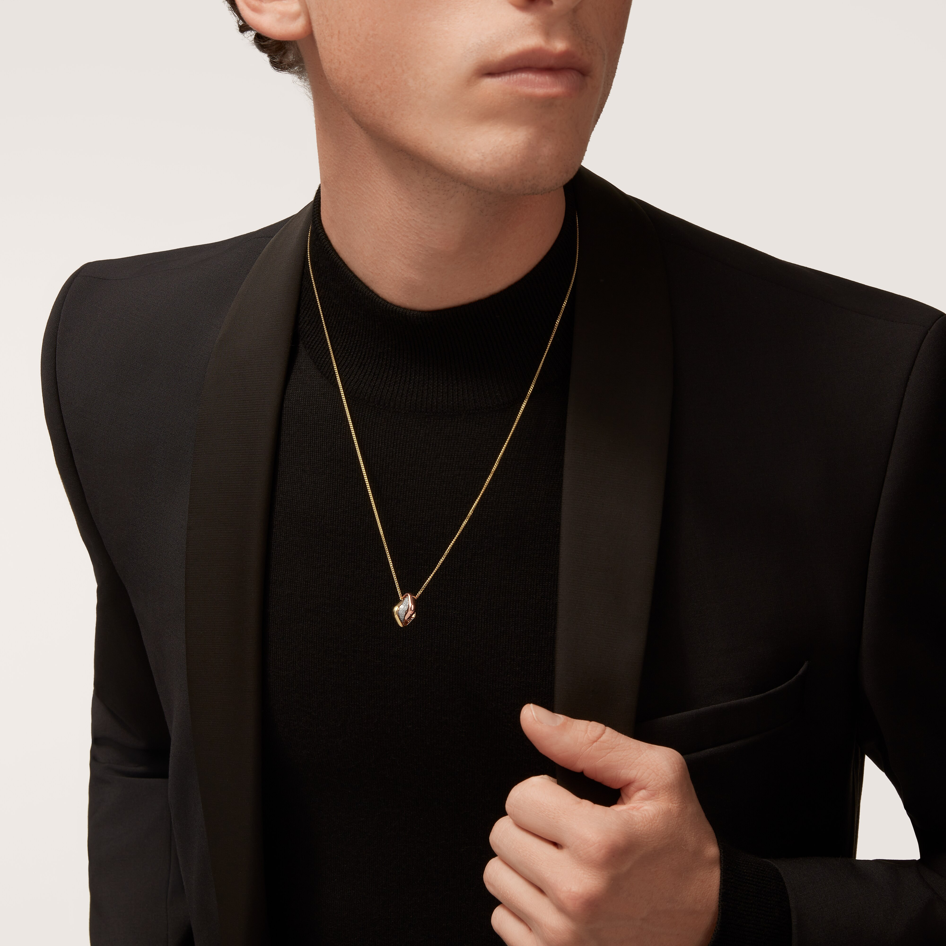 Trinity pendant, cushion-shaped, half-paved