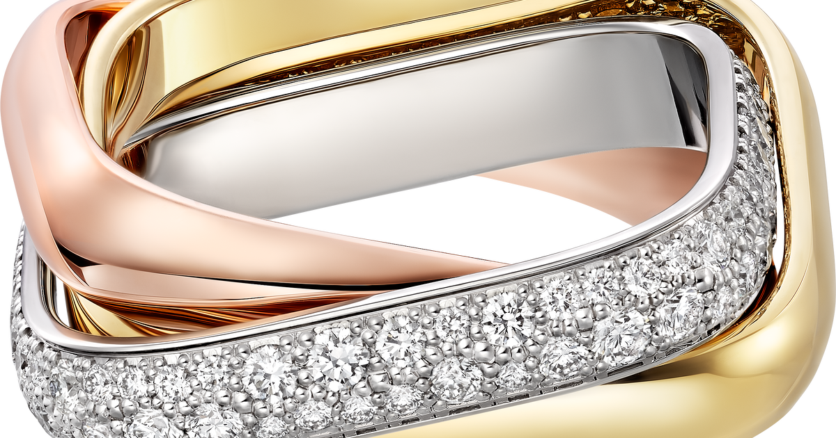 Trinity ring, cushion-shaped, medium model, half-paved - Trinity | Cartier Thailand
