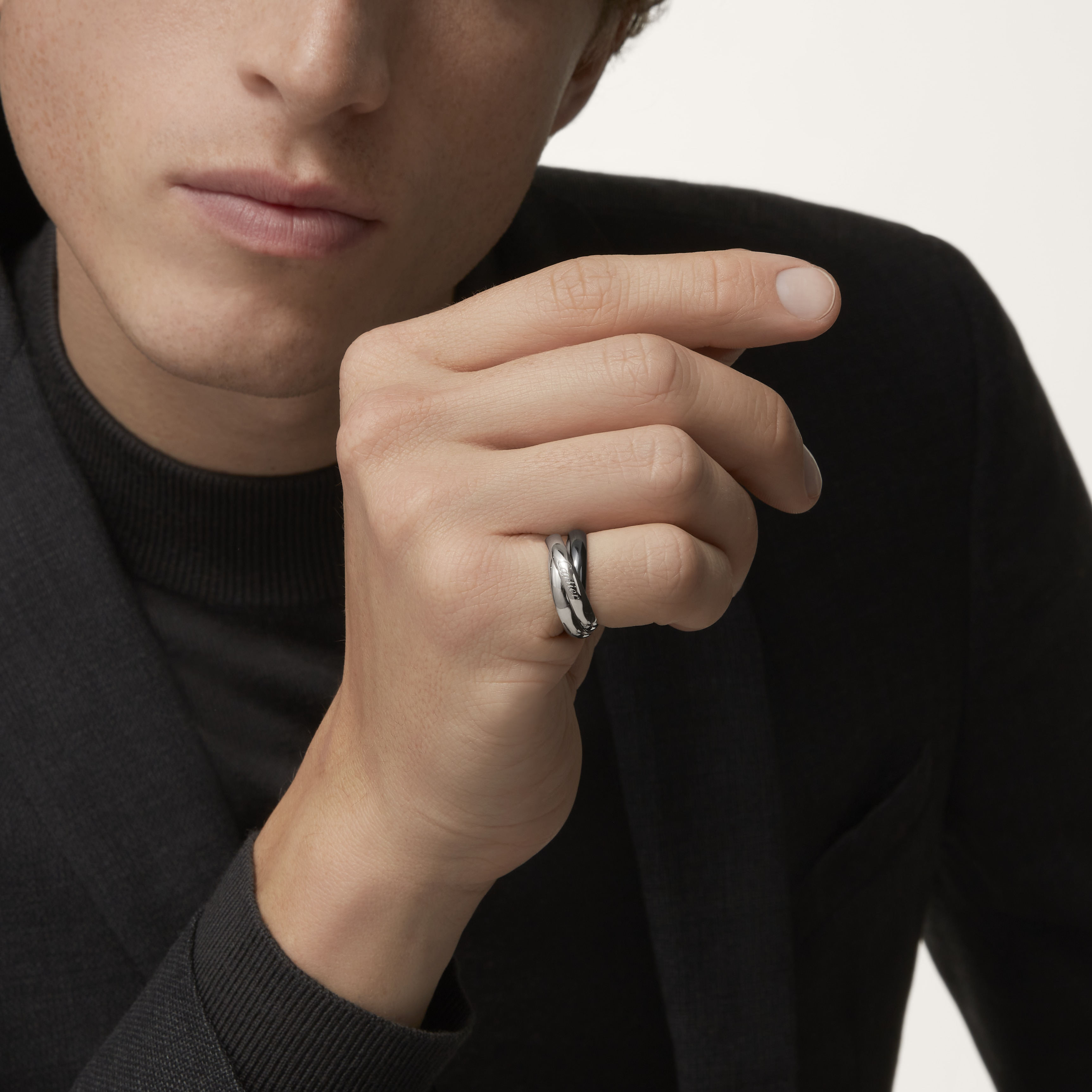 CRB4095600 - Trinity ring, classic ceramic - White gold, ceramic - Cartier