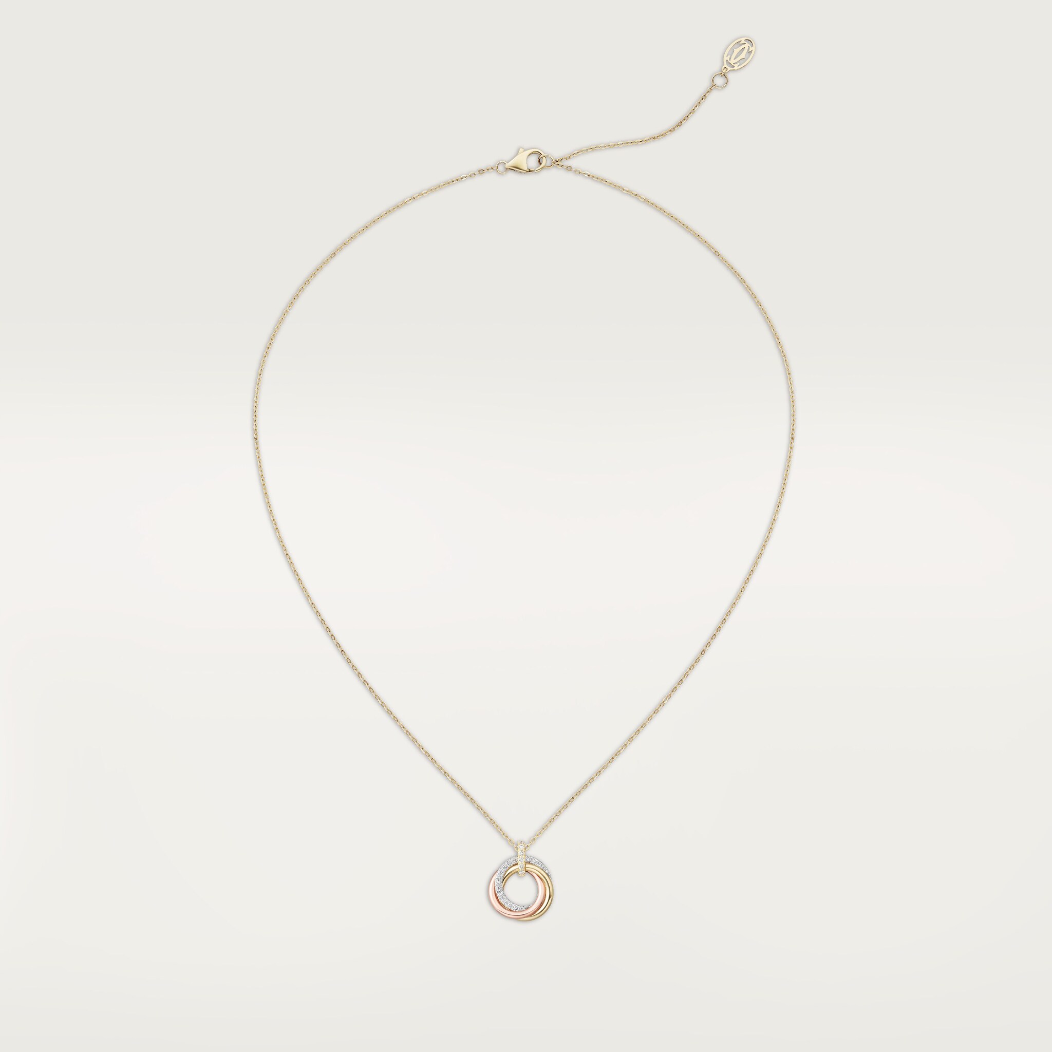 Trinity pendant, small model, half-paved