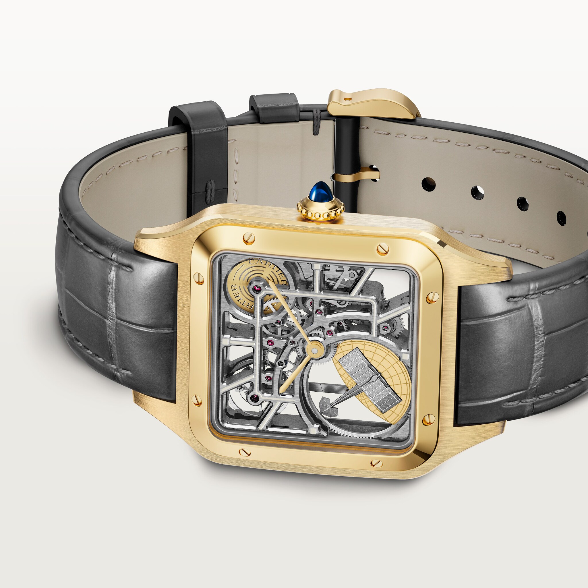 Santos-Dumont skeleton watch equipped with a micro-rotor - Santos de ...